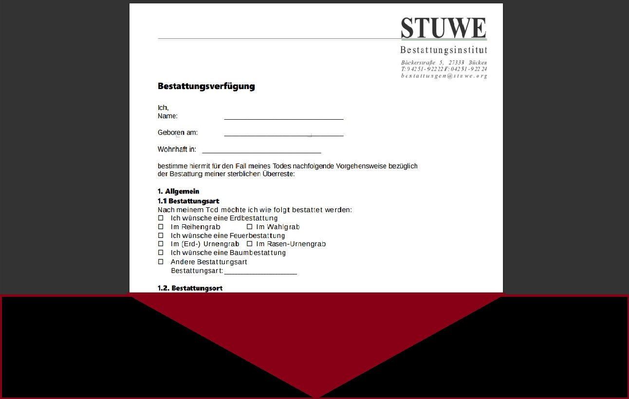 Wünsche absichern – Bestattungsinstitut Stuwe
